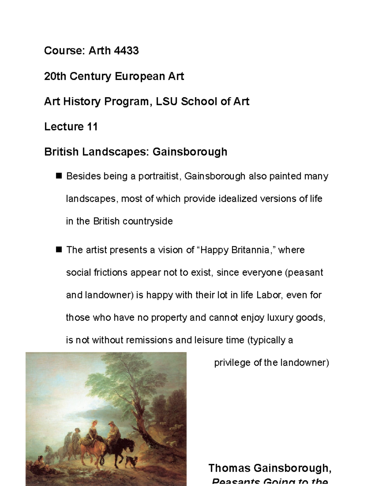 British Landscapes - Lecture Notes written from ppt 18th art history ...