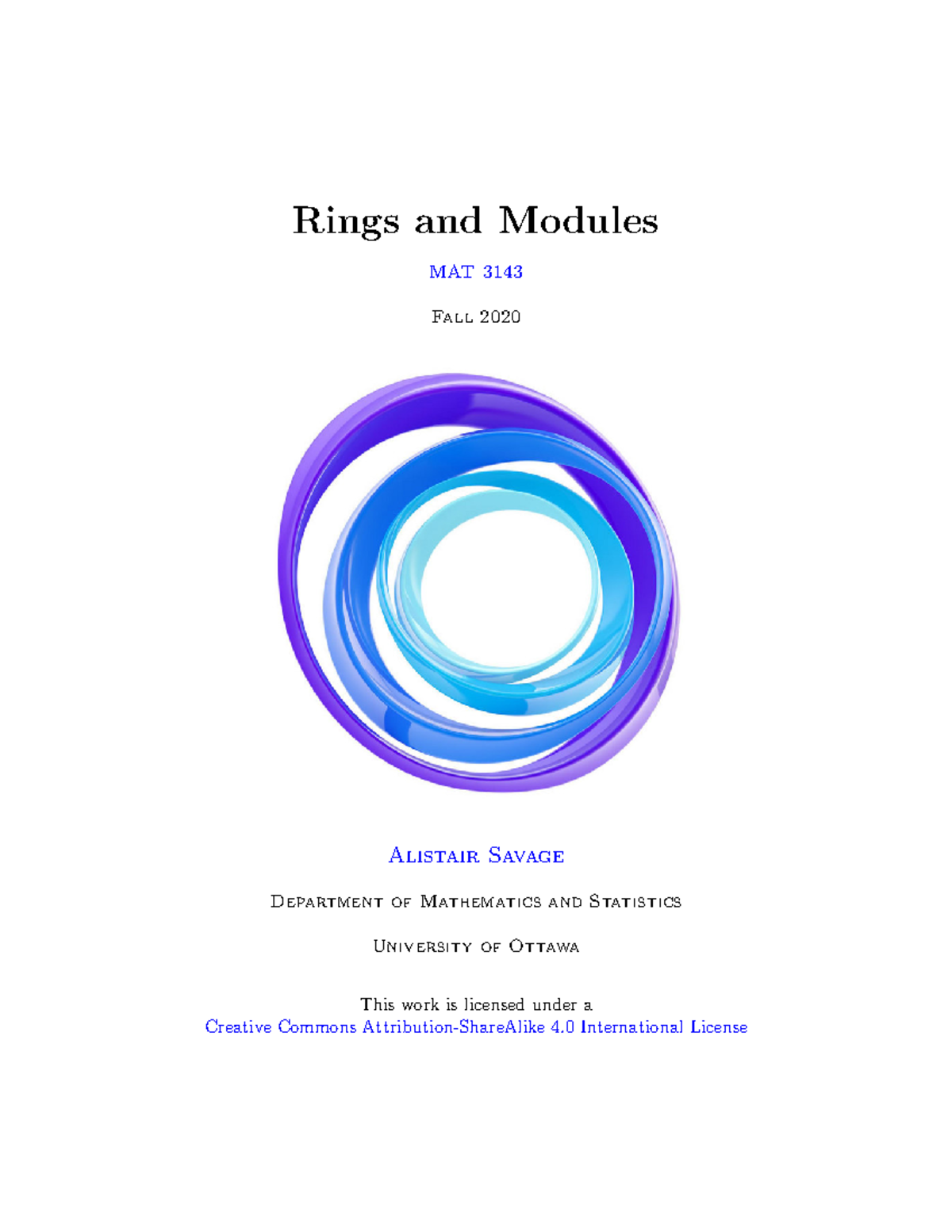 MAT3143-Rings and modules - Rings and Modules MAT 3143 Fall 2020 ...