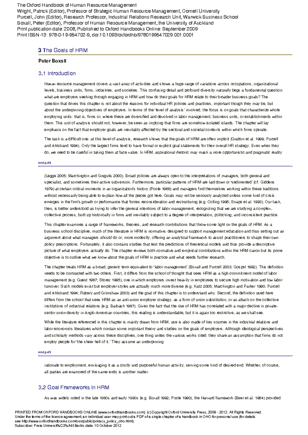 1 Boxall Oxford Handbook-chapter-3-Goals of HRM - 3 The Goals of HRM Peter Boxall 3 Introduction ...