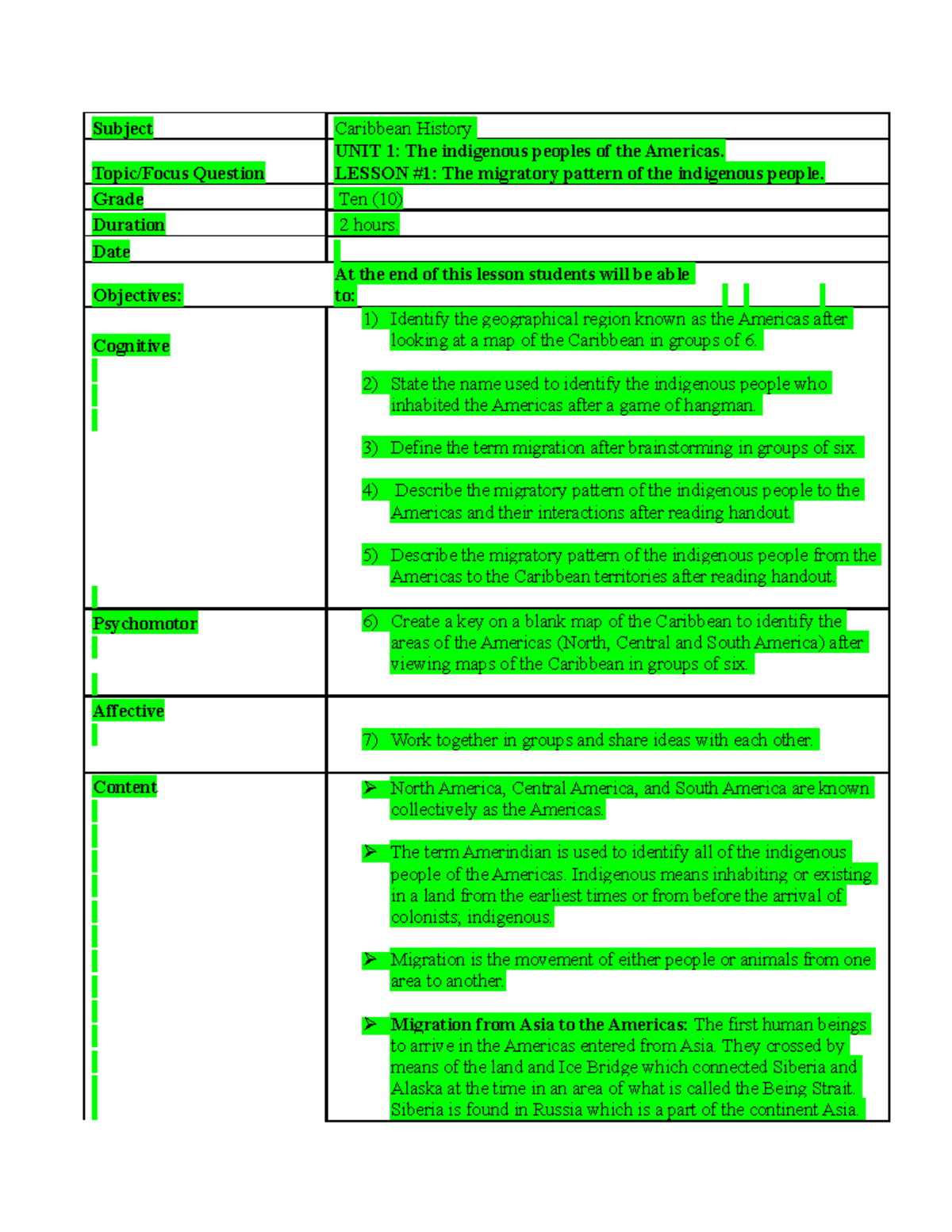 Grade 10 Caribbbean History Lesson Plans 2019 - Subject Caribbean ...