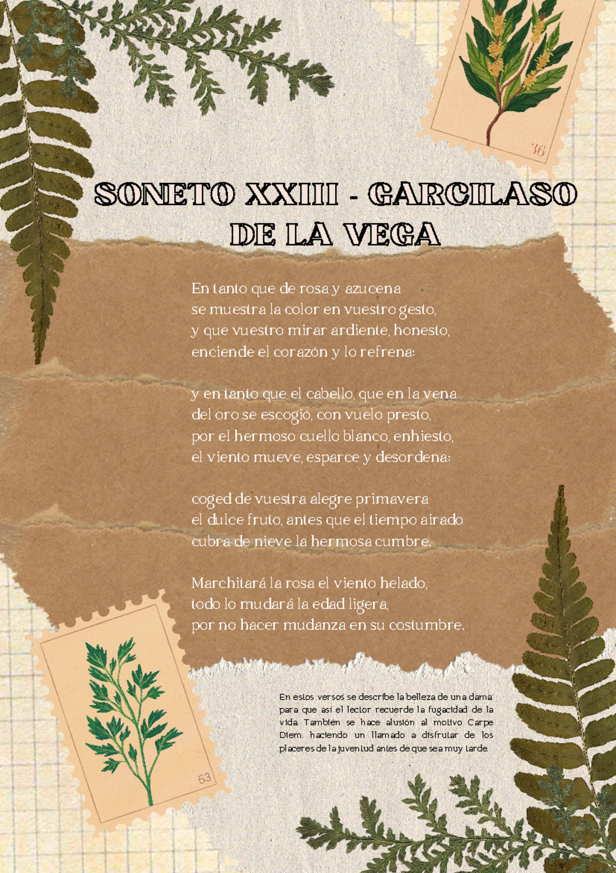 Soneto renacentista Garcilaso de la Vega - SONETO XXIII ...