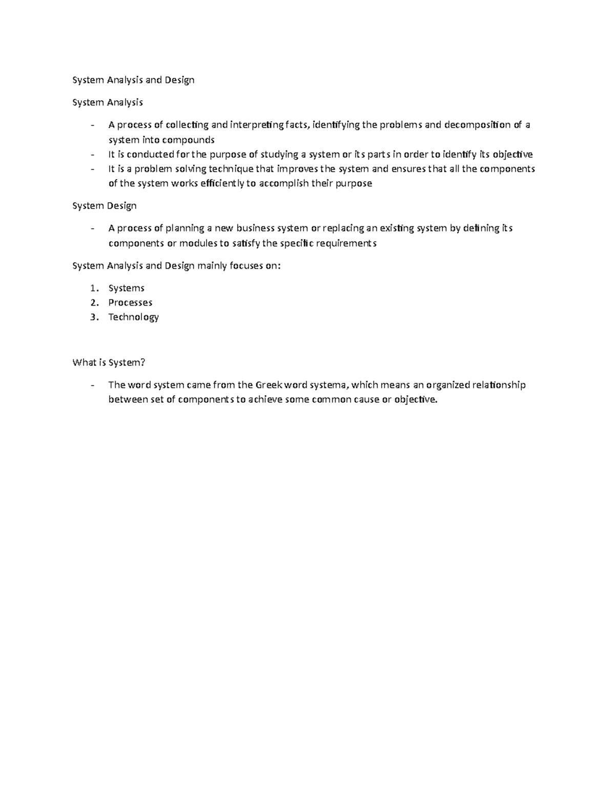 Systems analysis and design - System Analysis and Design System ...