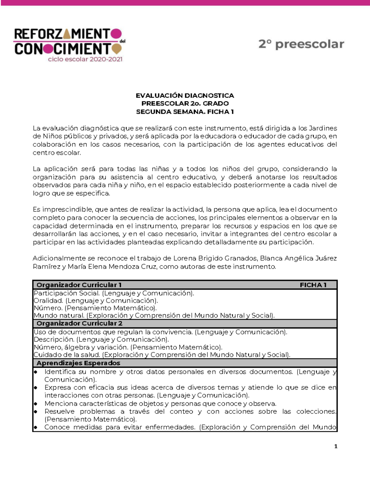 Pre 2 ev s2 01-evaluacion - EVALUACIÓN DIAGNOSTICA PREESCOLAR 2o. GRADO ...
