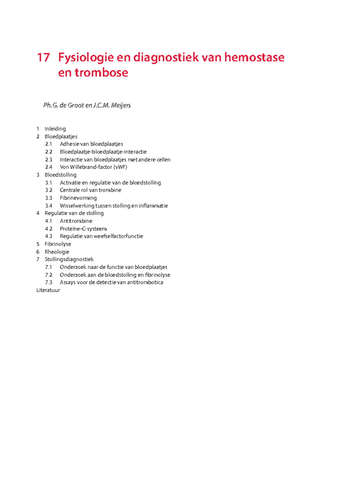 H17 hemostase - 17 Fysiologie en diagnostiek van hemostase en trombose ...
