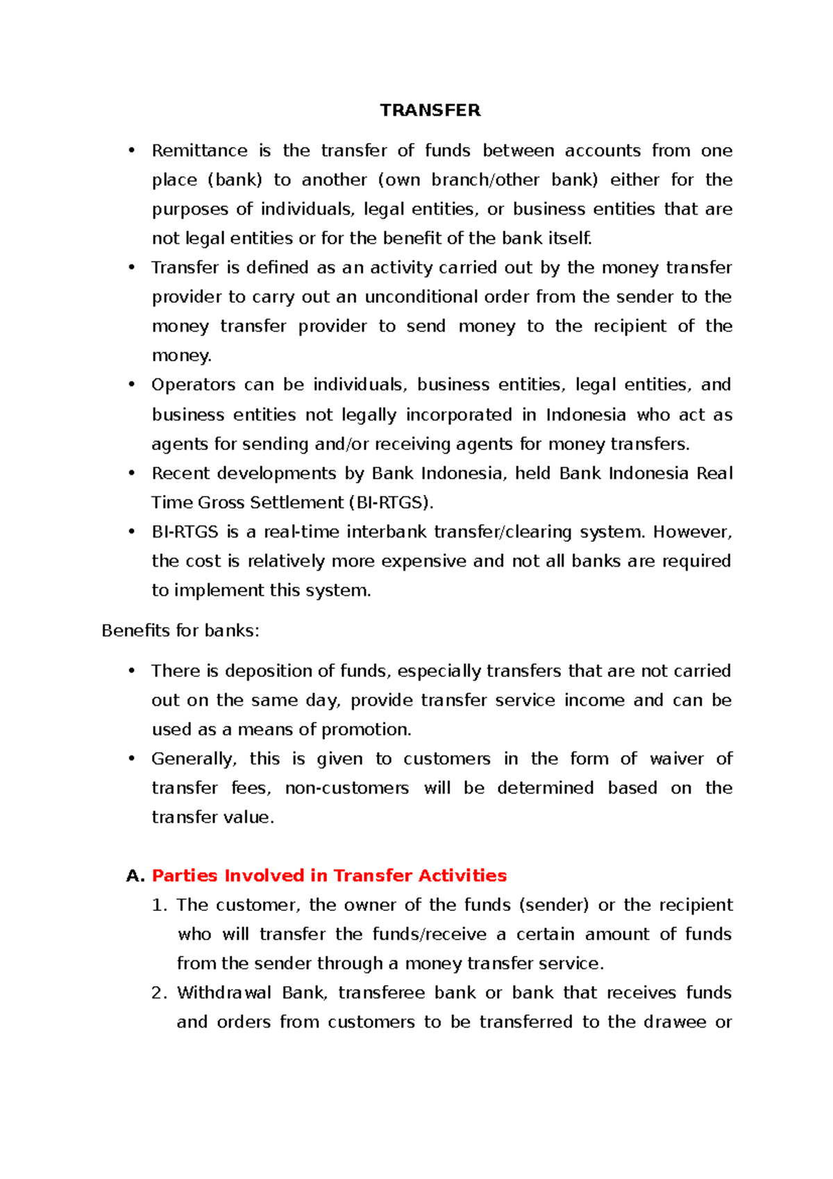 Summary of Transfer - TRANSFER Remittance is the transfer of funds ...