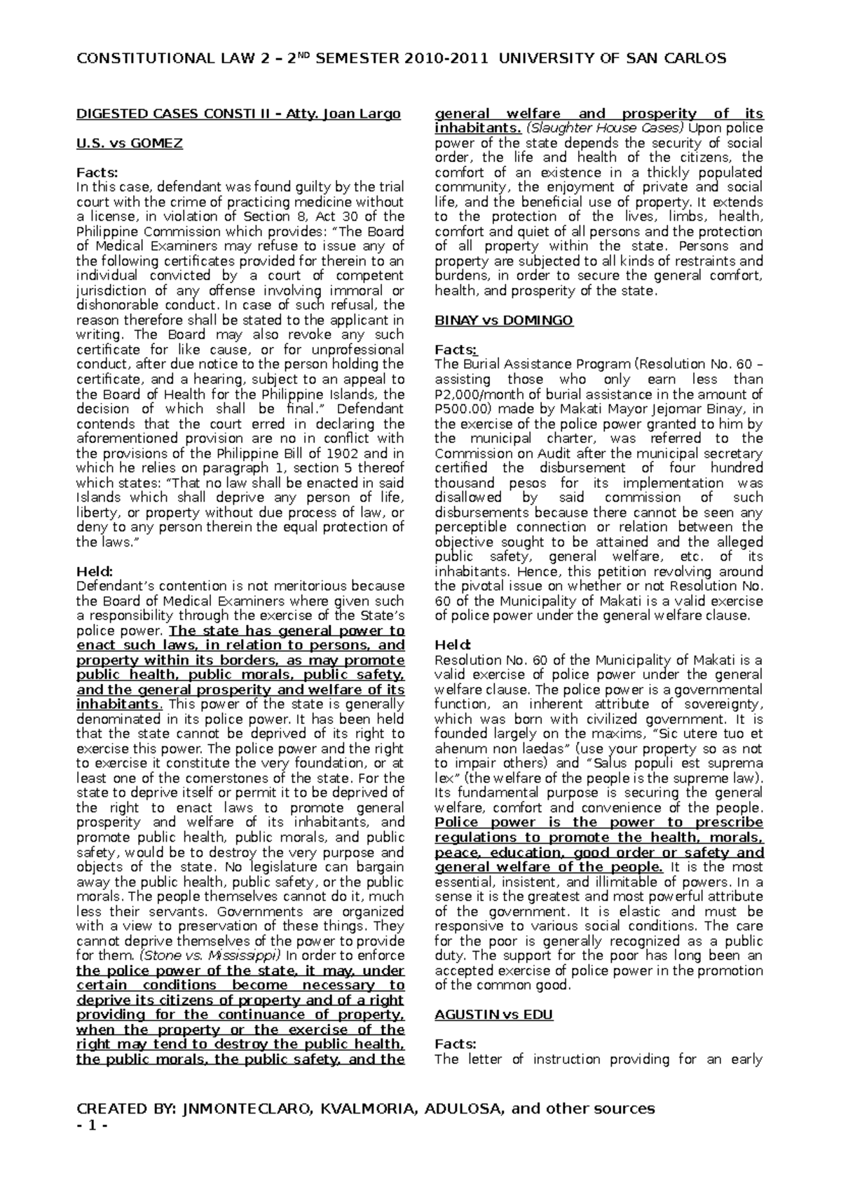 Digested-Cases summary - DIGESTED CASES CONSTI II – Atty. Joan Largo U ...