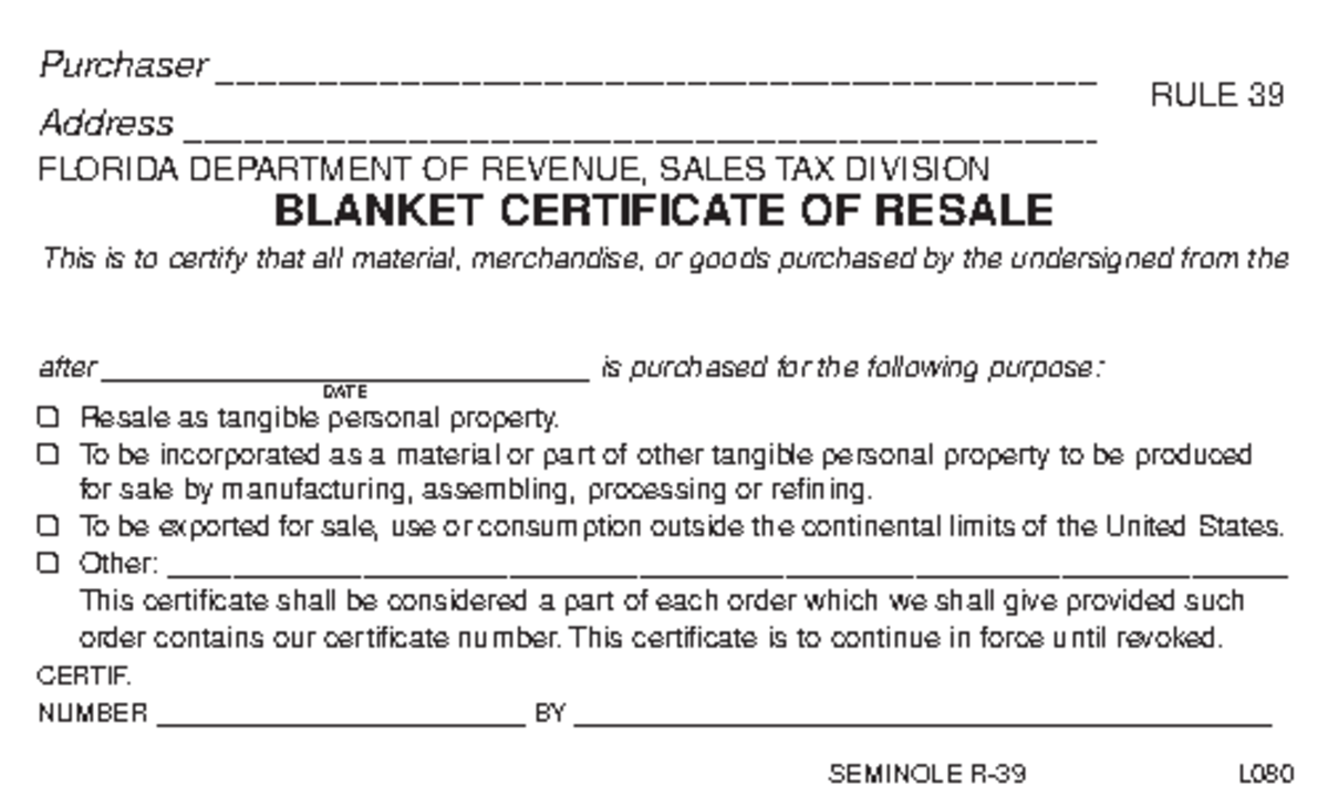 FL-Resale-Cert - good to get - Purchaser ...