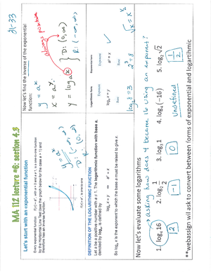 Key lecture #9 - MATH 112 - Studocu