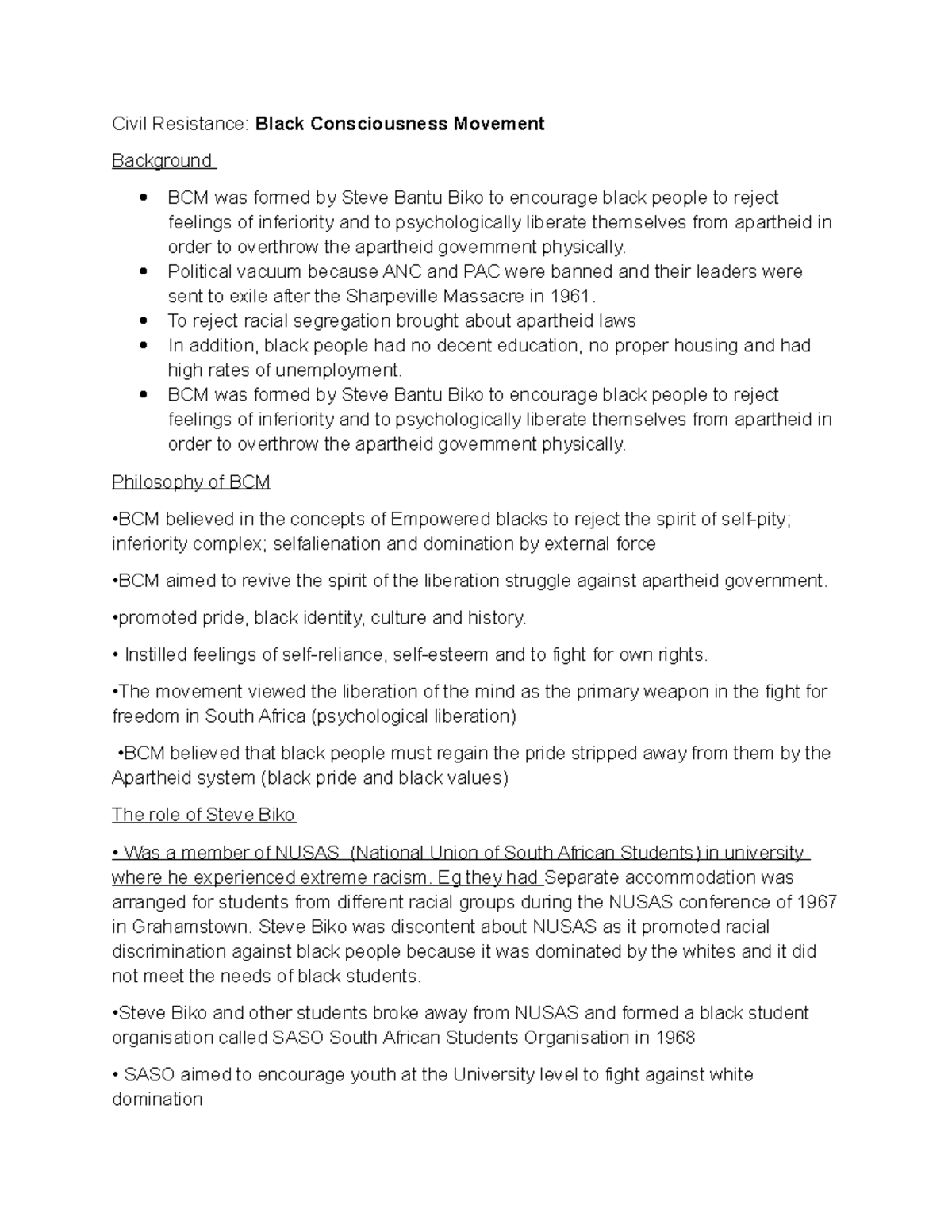 Bcm unfinished 024614 - Black Consciousness Movement - Civil Resistance ...