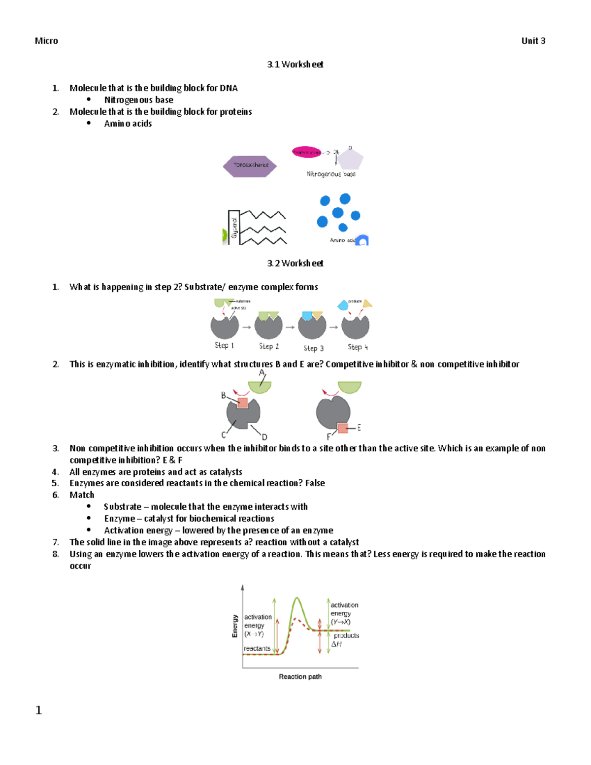 Micro Unit 3 worksheet - Micro Unit 3 3 Worksheet 1. Molecule that is ...