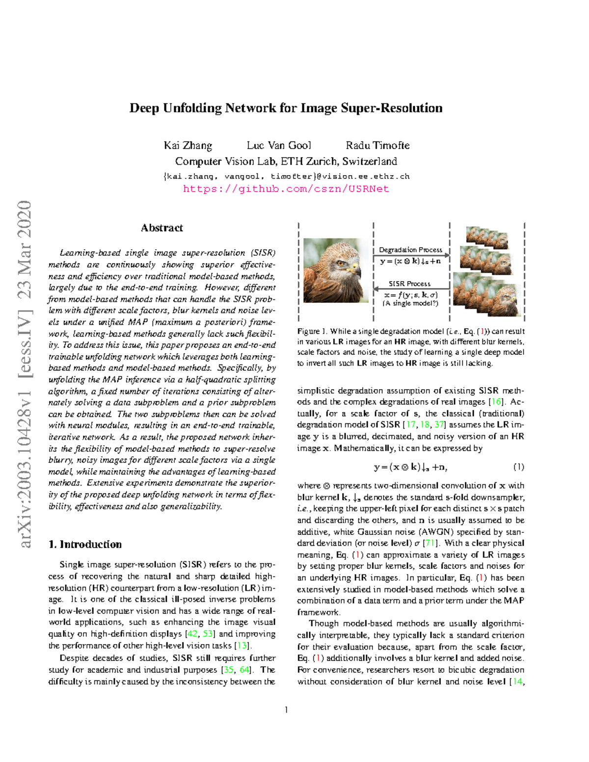Artigo SISR Deep Learning - Deep Unfolding Network for Image Super ...