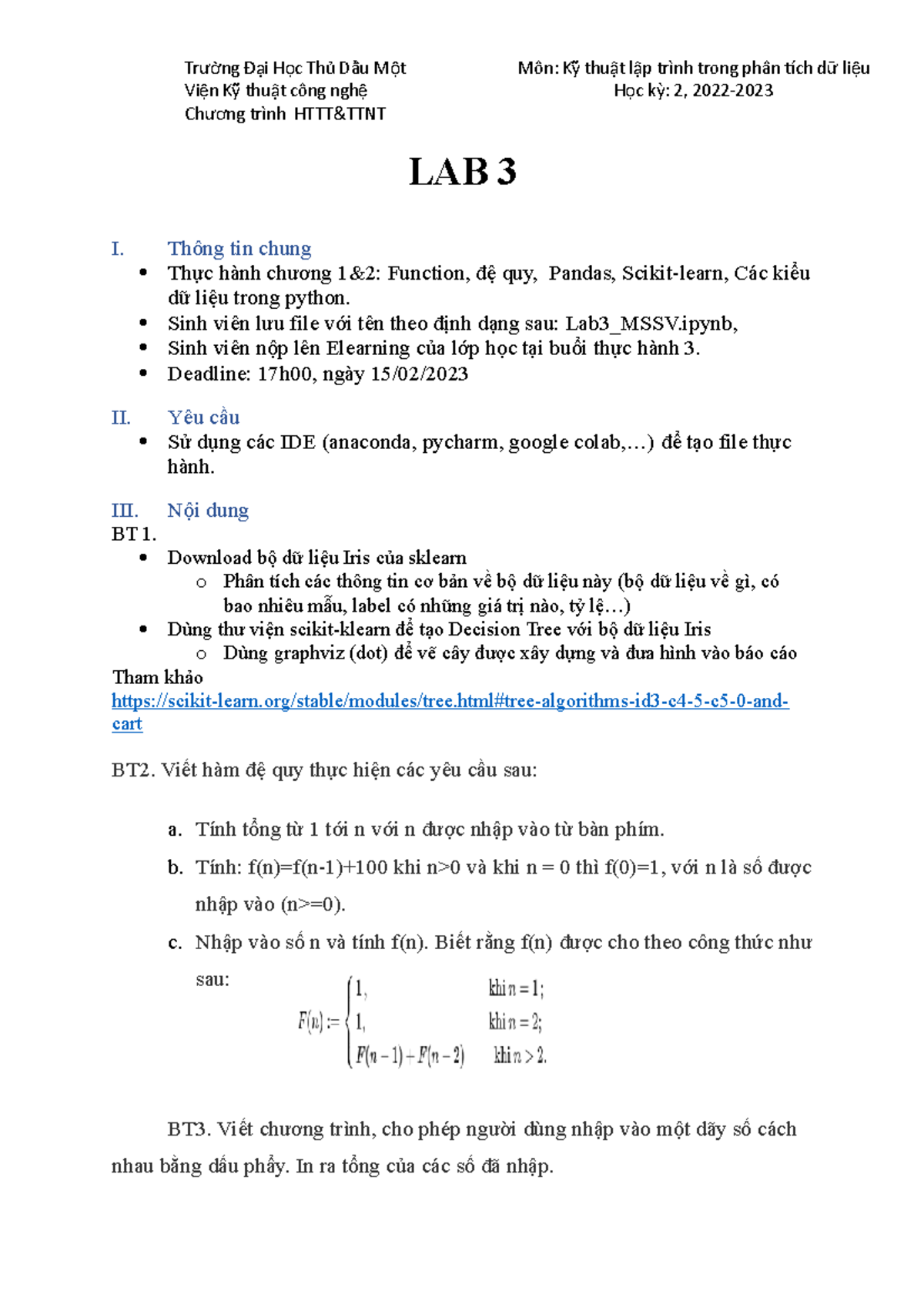 Lab 3 - iufdjghk - Tr ường Đ i H c Th ạ ọ ủ Dầầu M tộ Vi n Kỹỹ thu t công nghệ ậ ệ Ch ương trình ...