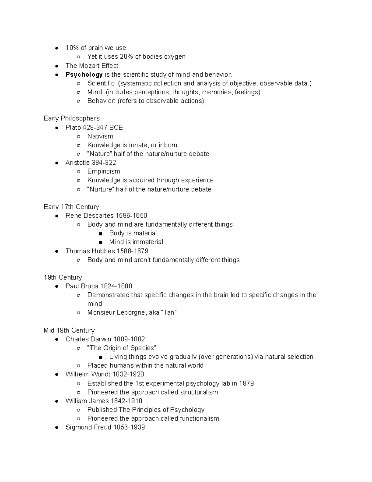 Chapter 1 Intro Notes - Dr. Sara Estle. - 10% of brain we use Yet it ...