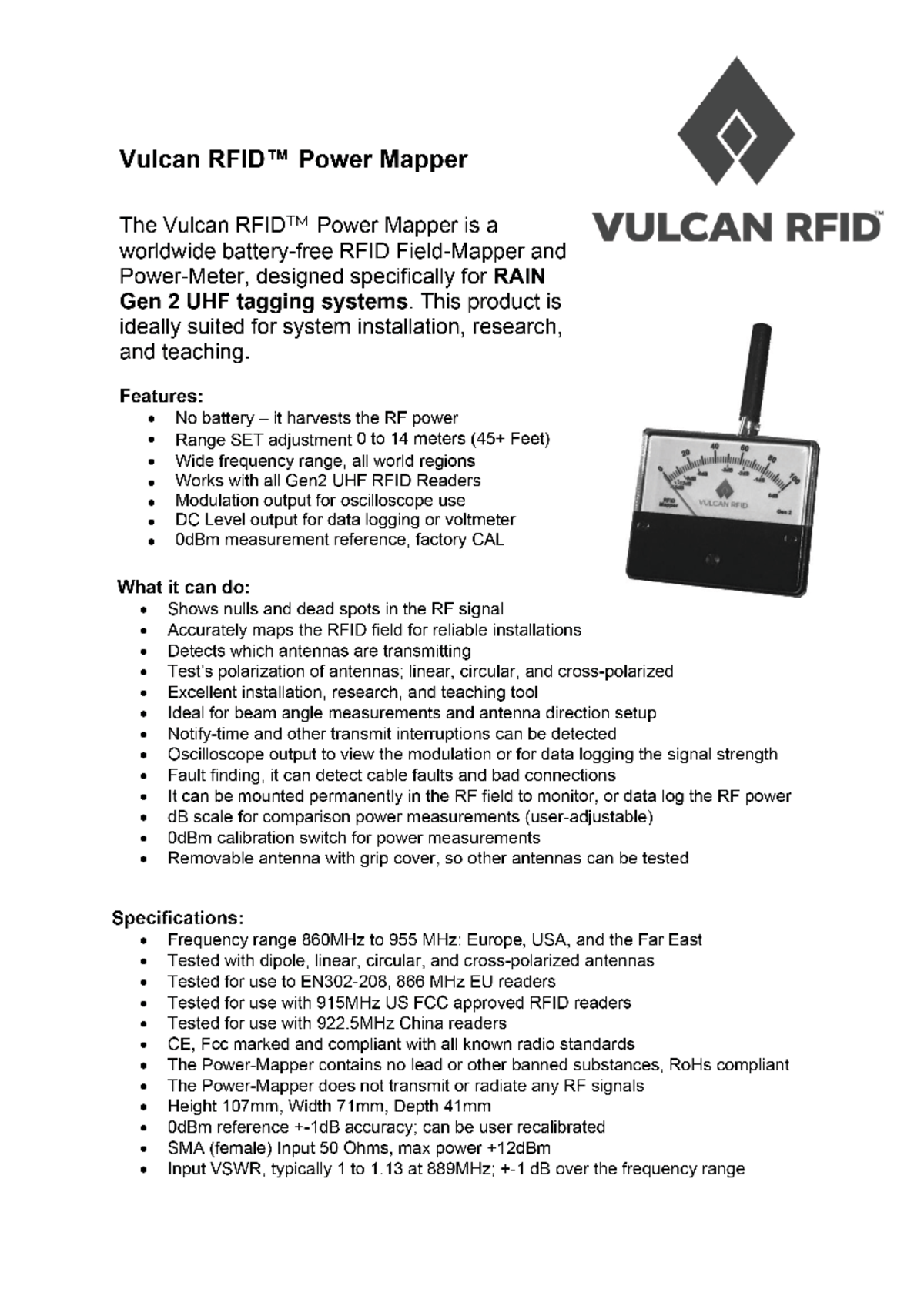 Atlas Vulcan RFID™ Power Mapper Version 7 - Vulcan RFID TM Power Mapper ...
