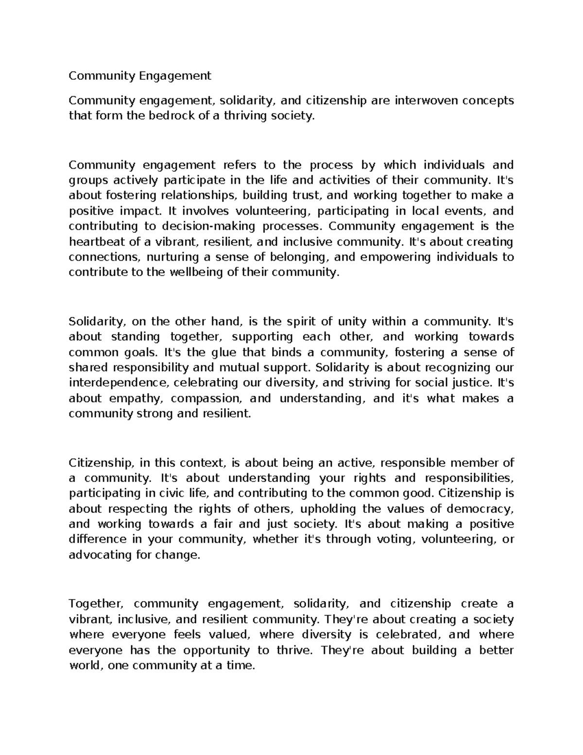 Community Engagement - A brief essay - Community Engagement Community ...