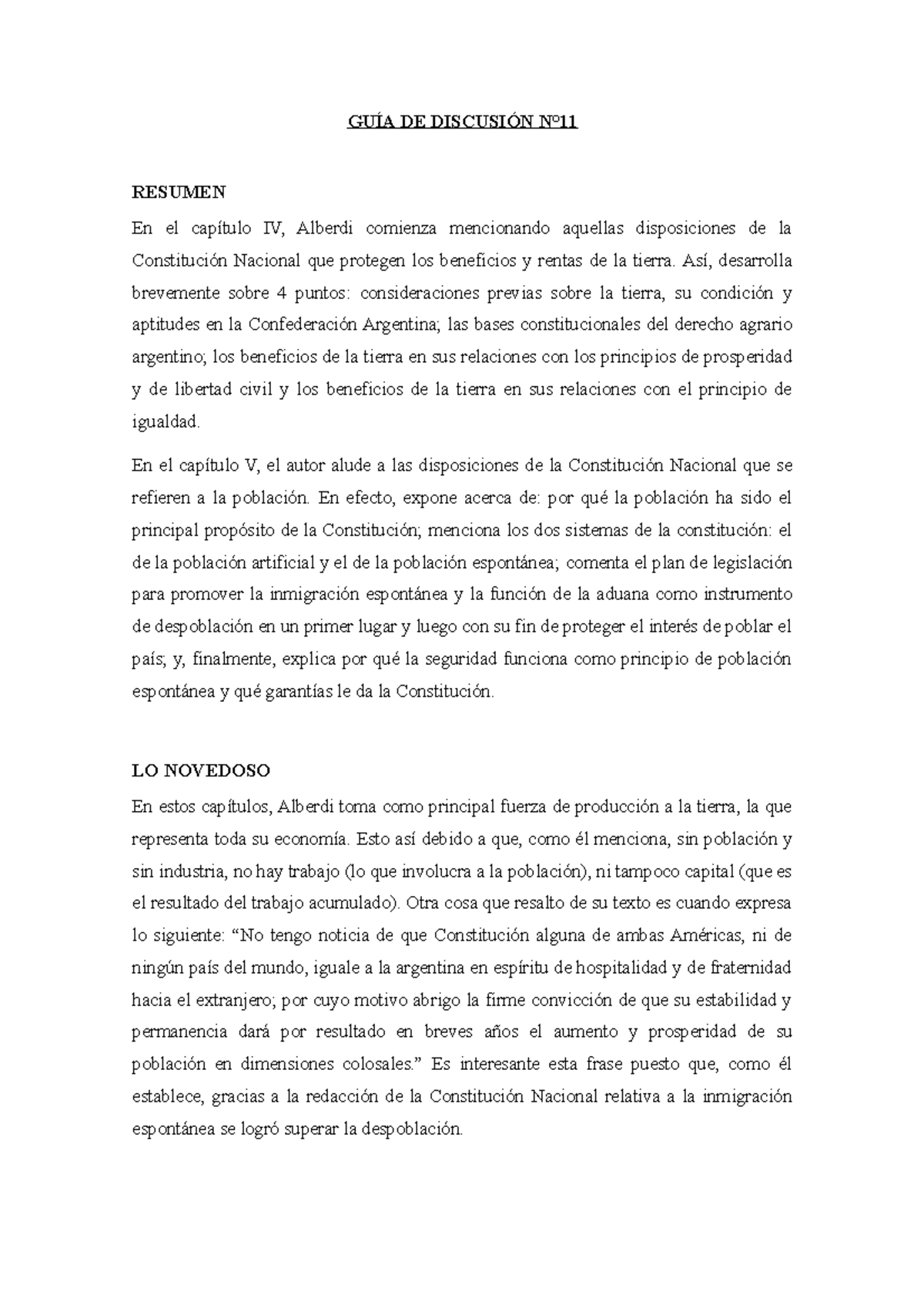 GUÍA DE Discusión N°11 - GUÍA DE DISCUSIÓN N° RESUMEN En el capítulo IV ...