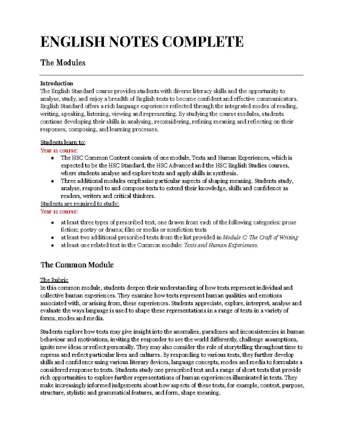 English Completed Notes - ENGLISH NOTES COMPLETE The Modules ...
