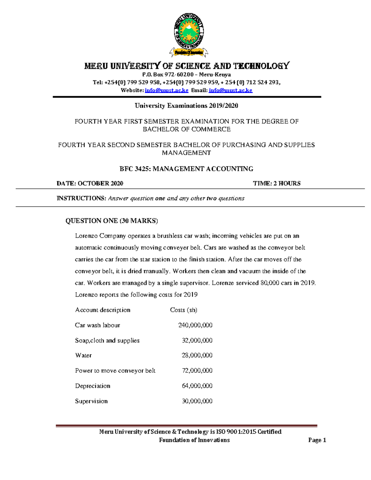 BFC 3425 Management Accounting - Meru University of Science ...