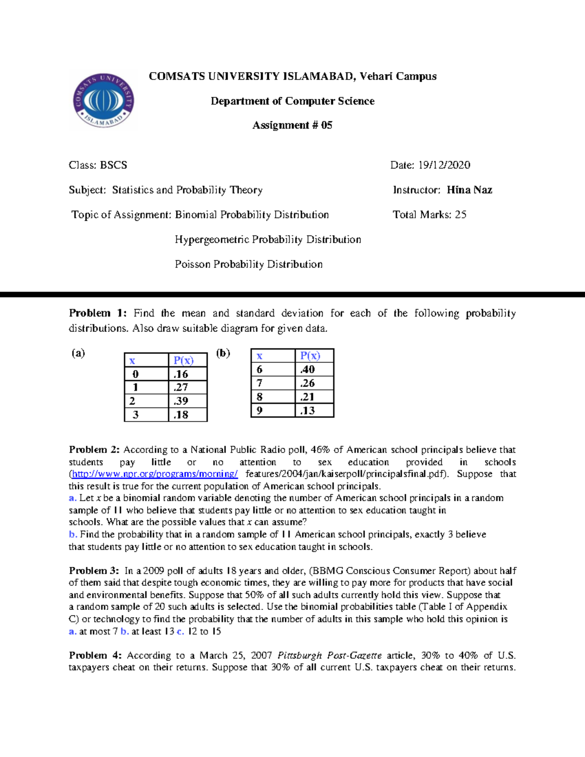 5th assignment cs - dxs - COMSATS UNIVERSITY ISLAMABAD, Vehari Campus ...