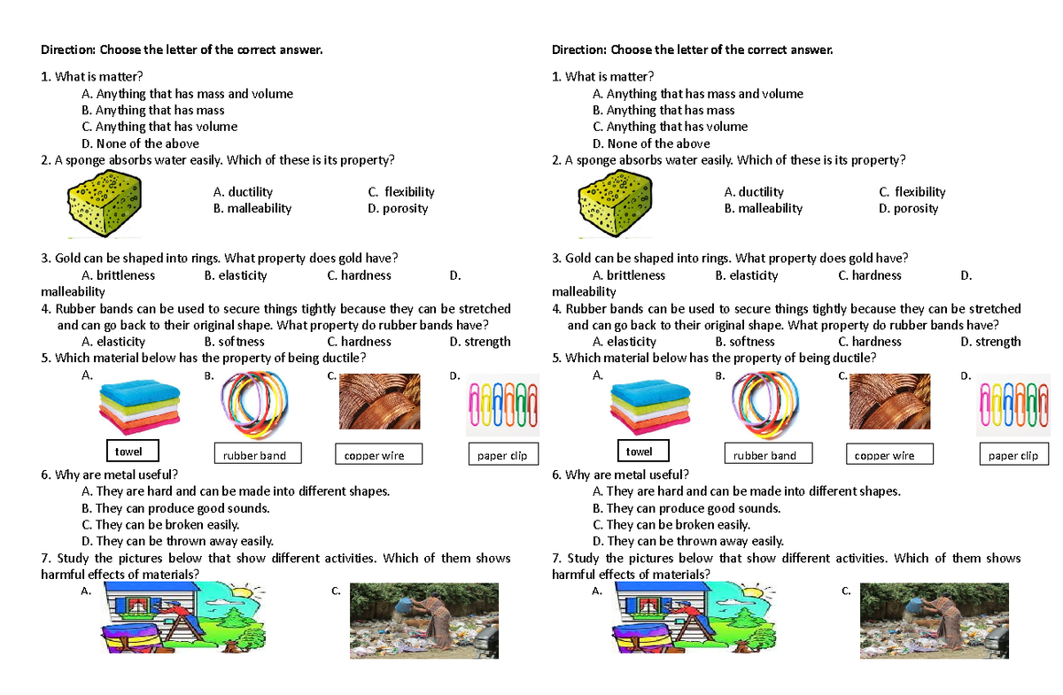 Science 5 Q1 - Direction: Choose the letter of the correct answer. 1 ...