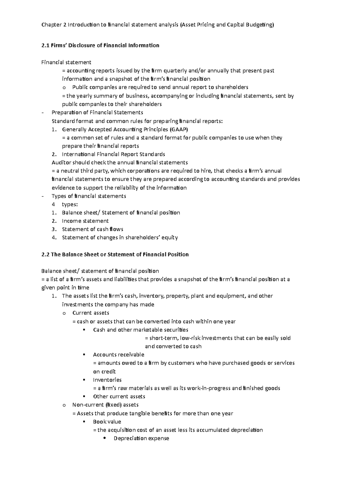 Chapter 2 Introduction to Financial Statement Analysis - Chapter 2 ...