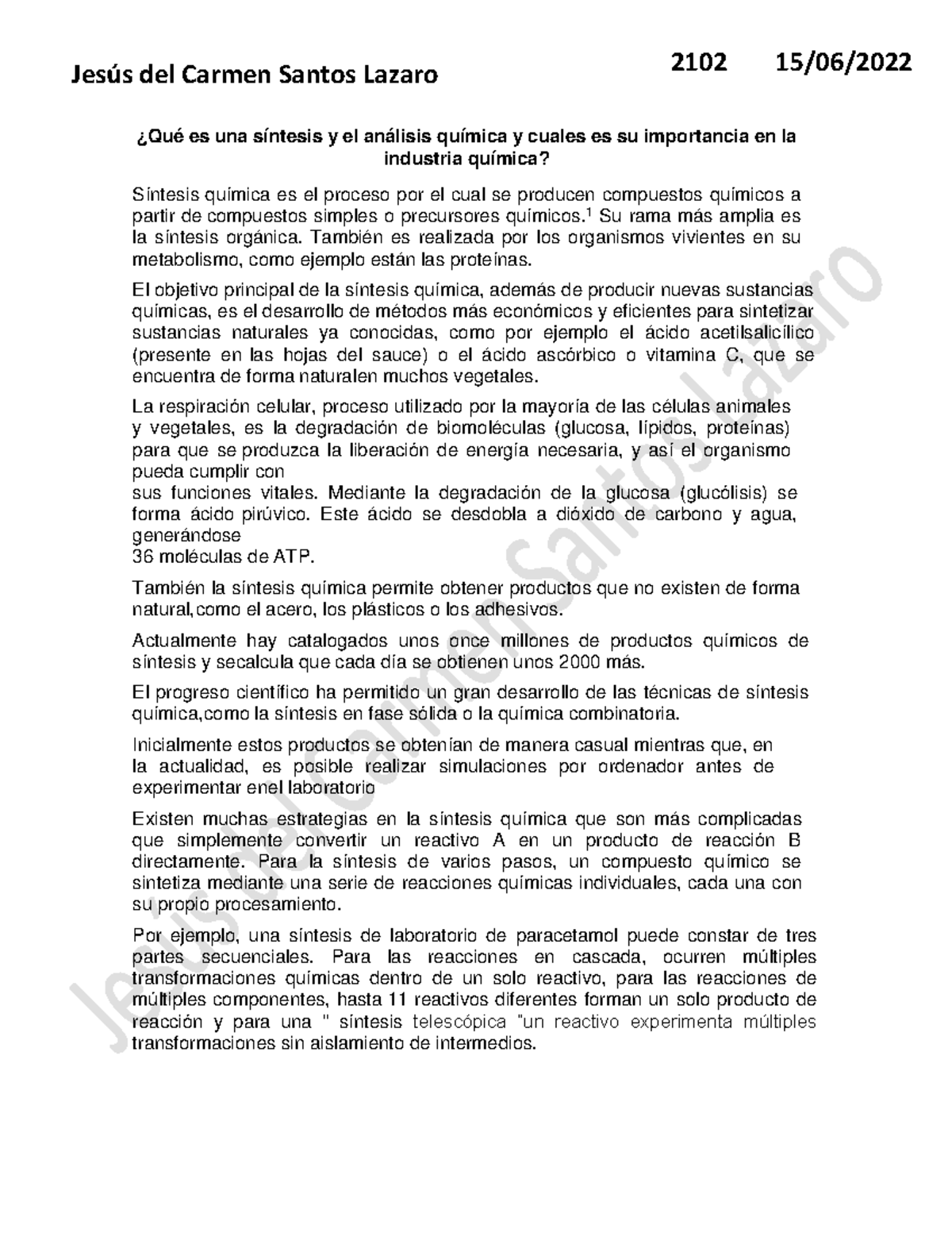 Rubrica 5.1 y 5 - ¿Qué es una síntesis y el análisis química y cuales ...