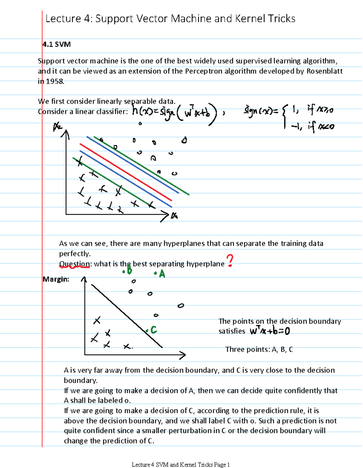 Lecture 4 SVM and Kernel Tricks - Support vector machine is the one of ...