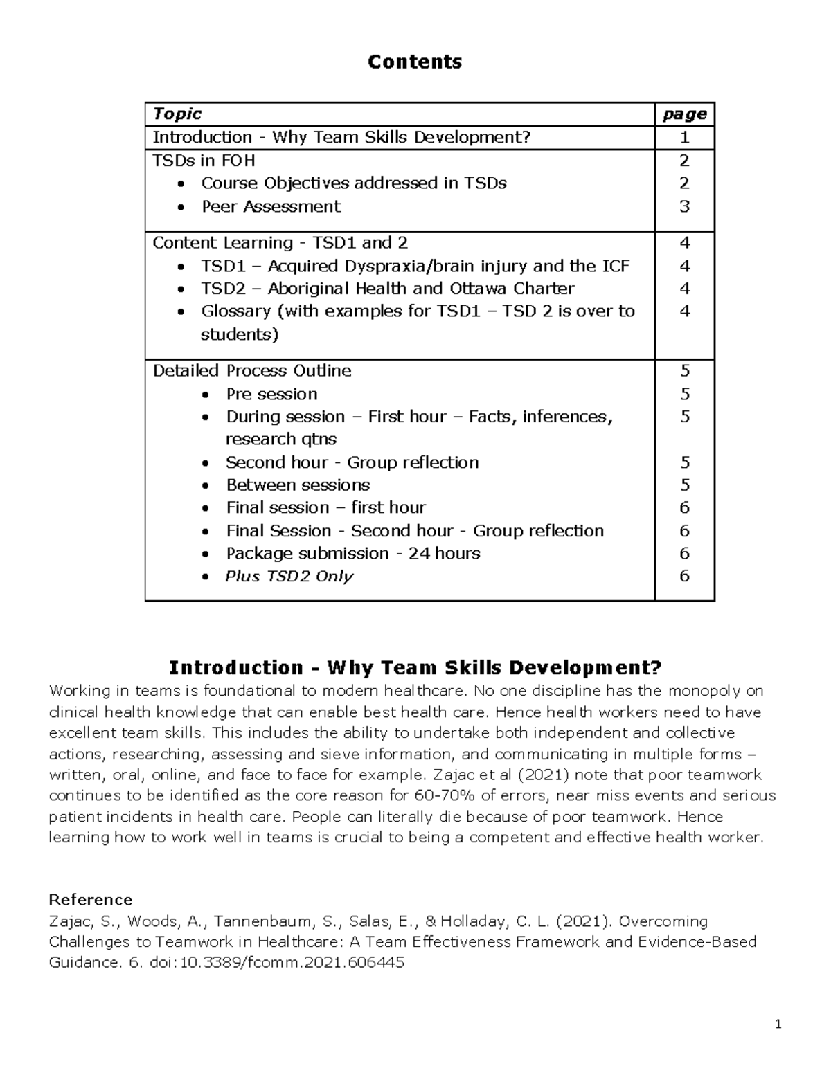 TSD2 Instructions - Contents Topic page Introduction - Why Team Skills ...