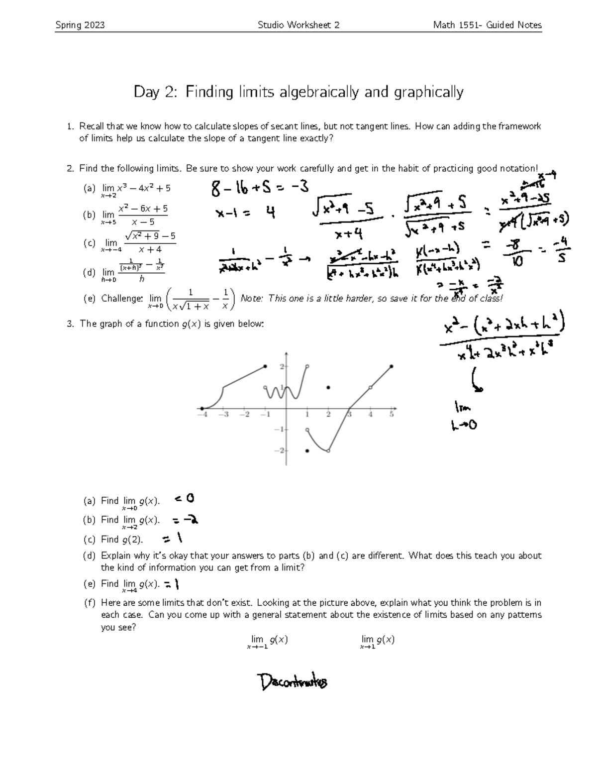 Studio Worksheet 2 - How can adding the framework of limits help us ...