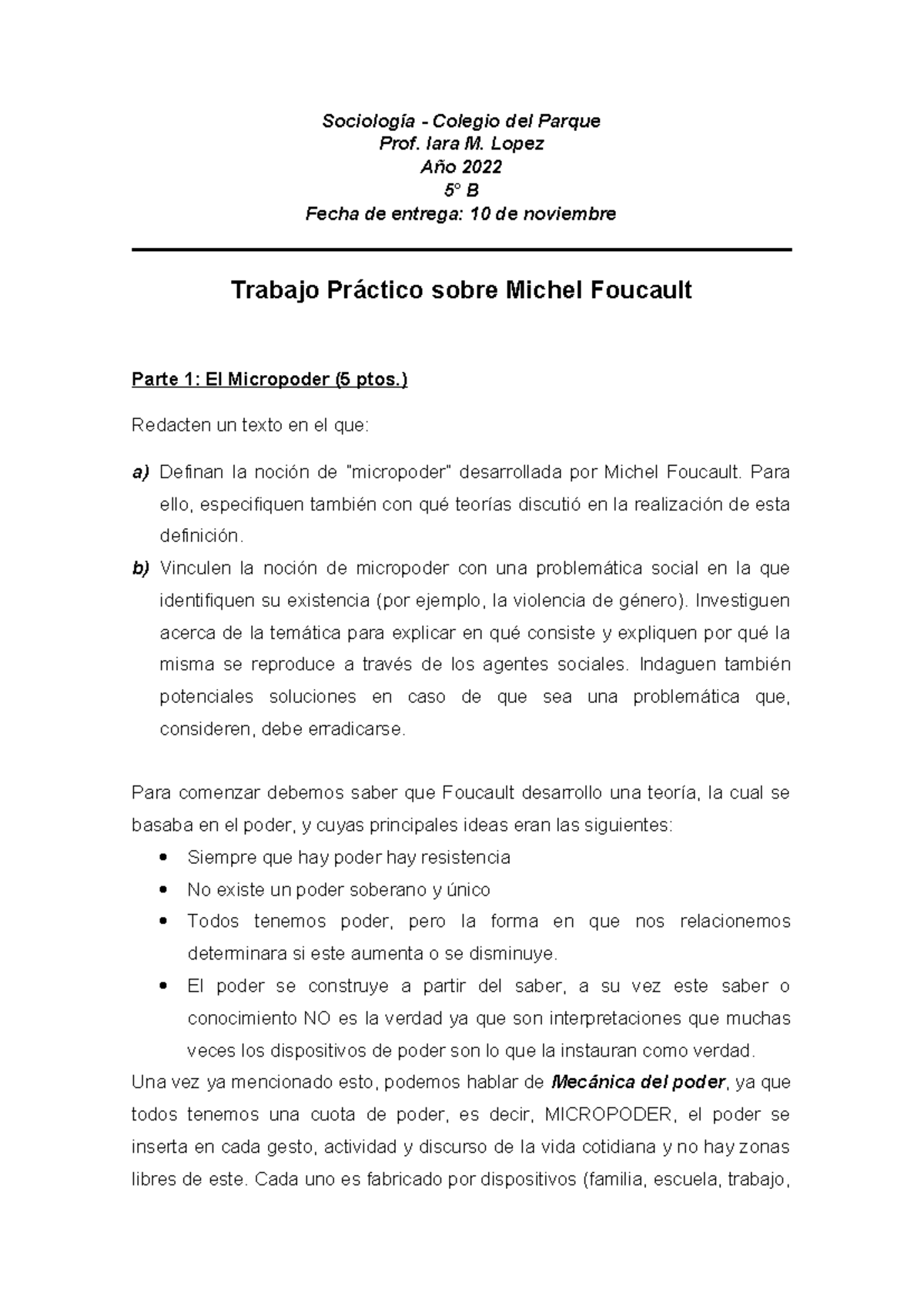 Sociología Michel Foucault - Sociología - Colegio del Parque Prof. Iara ...