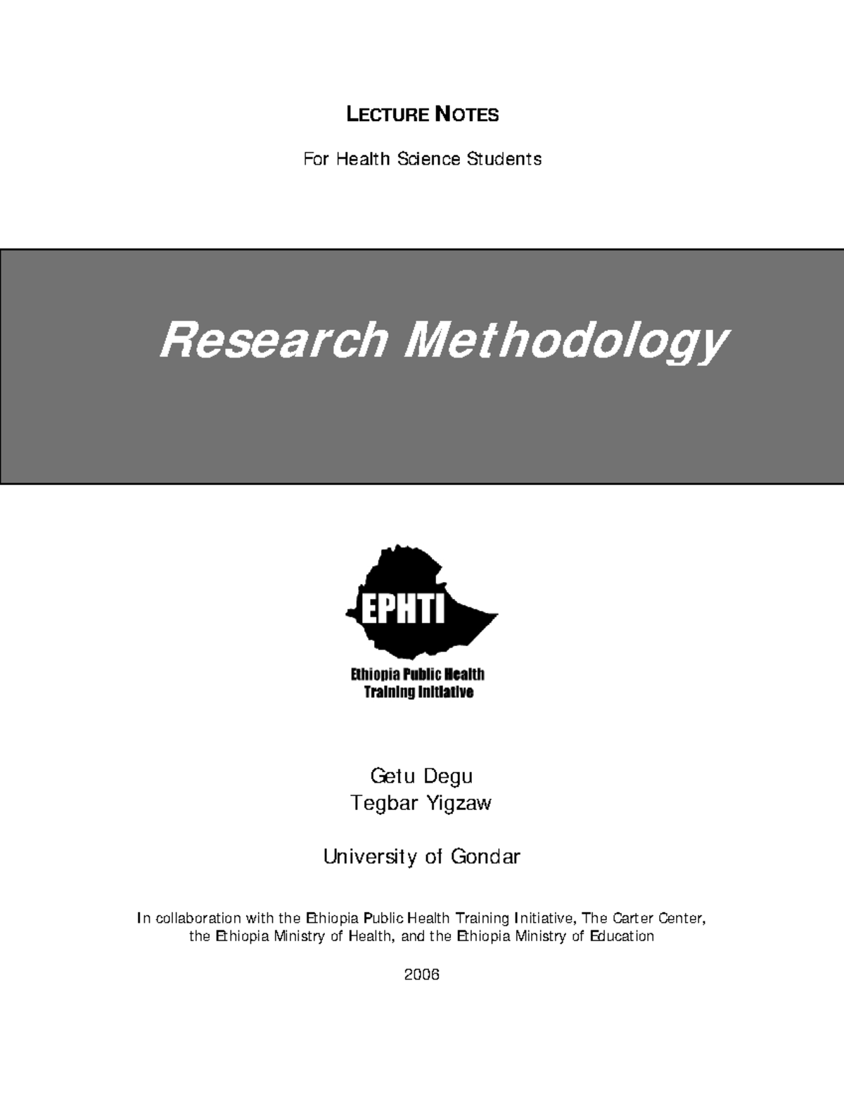 Lecture Notes Research Methodology Lecture Notes For Health Science