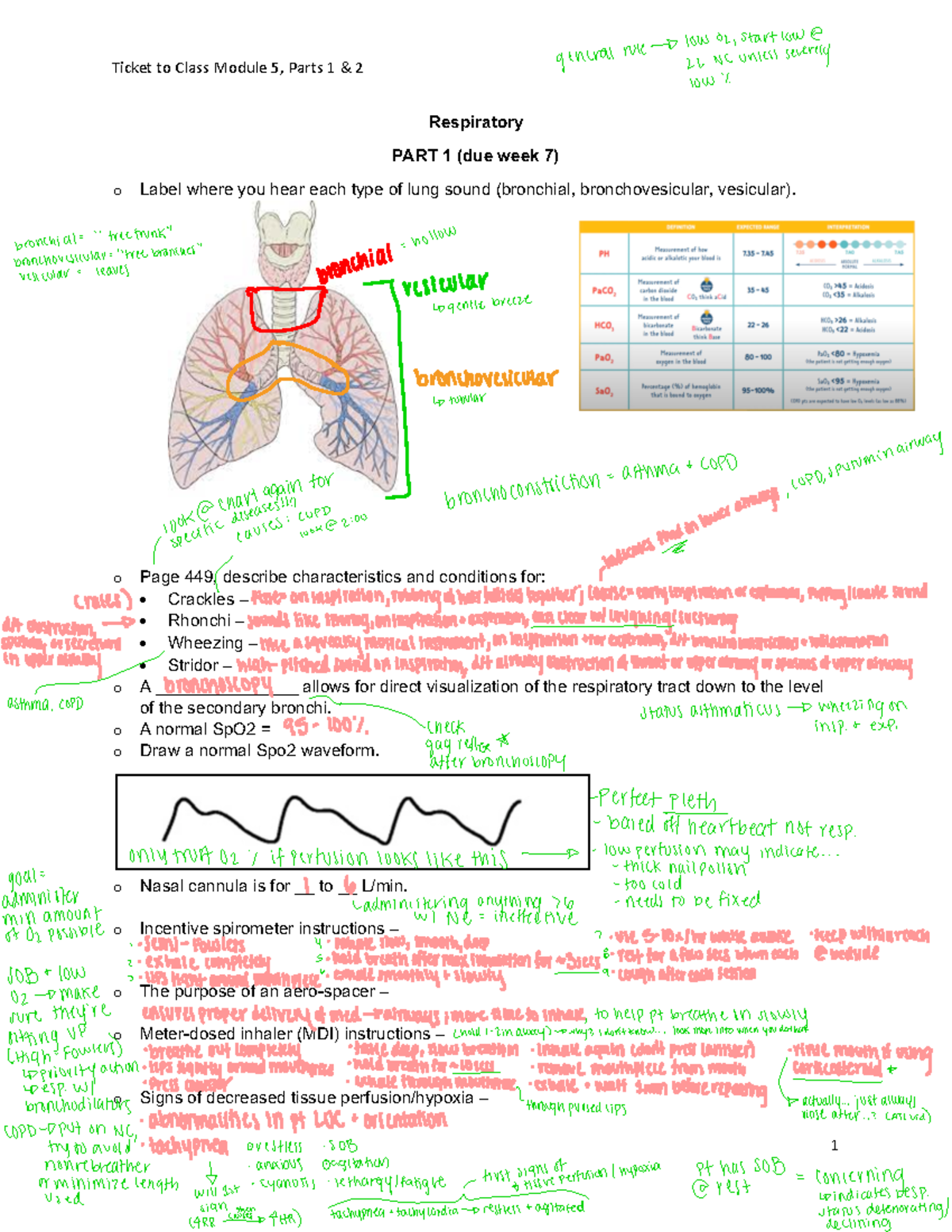 Respiratory TTC - Ticket to Class Module 5, Parts 1 & 2 1 Respiratory ...