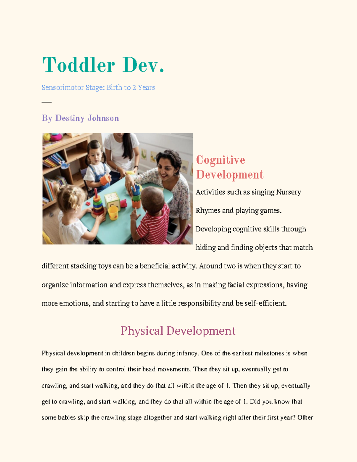 Development Newsletter (Obj. 3.1 and 3.3) - Toddler Dev. Sensorimotor ...