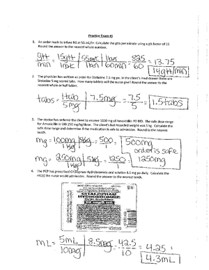 432 Medication Math Practice- Student - NSG-432 Math Practice Packet 1 ...
