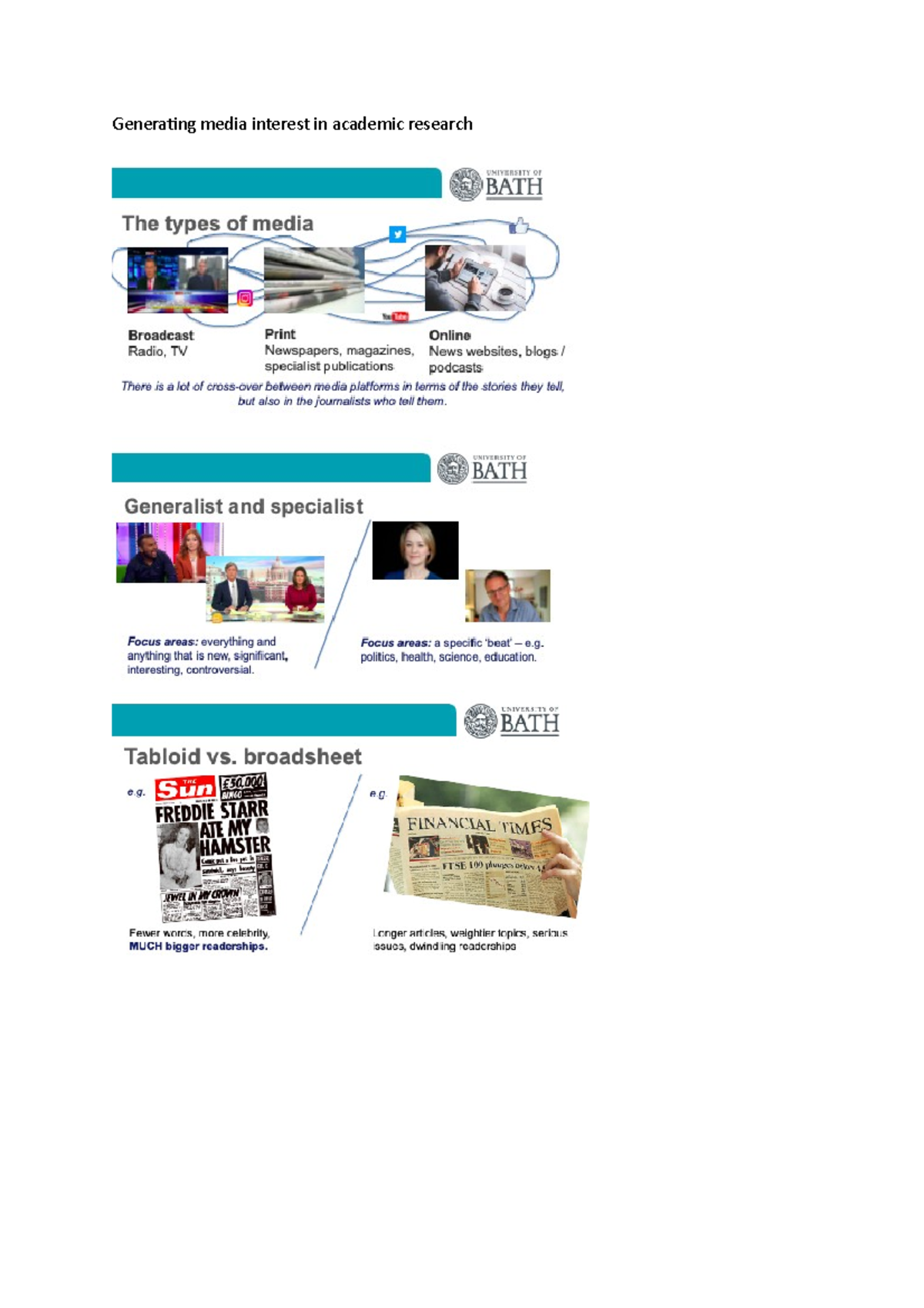 Generating media interest in academic research - Generating media ...