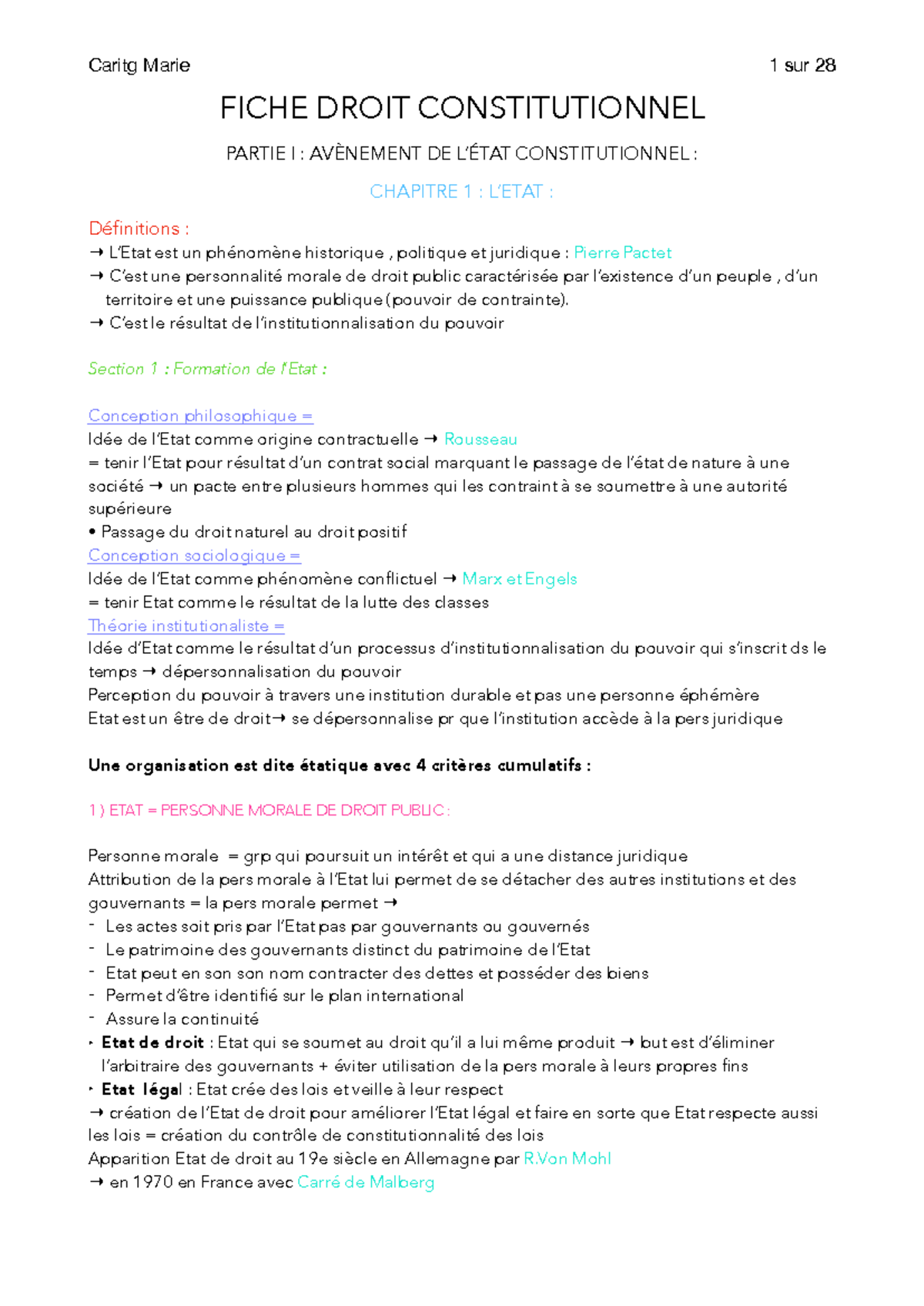 Fiche droit constit - FICHE DROIT CONSTITUTIONNEL PARTIE I : AVÈNEMENT ...