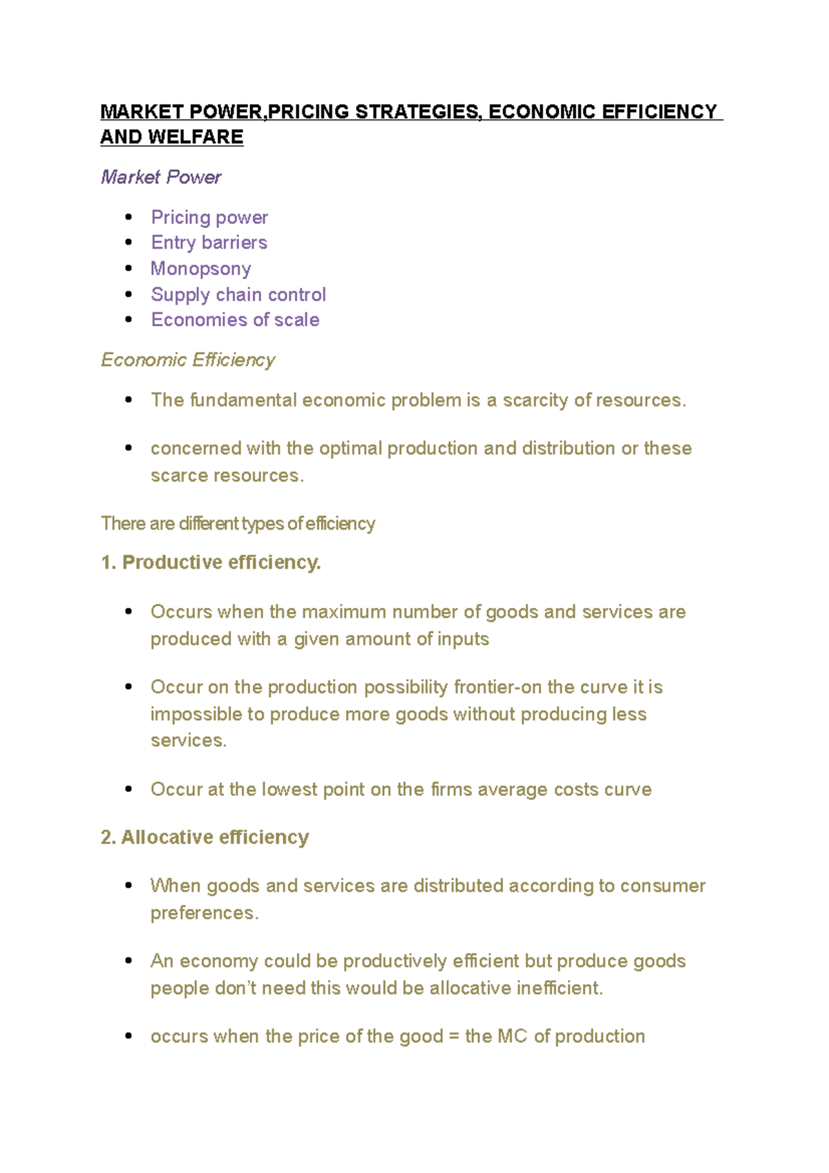 Market Power - MARKET POWER,PRICING STRATEGIES, ECONOMIC EFFICIENCY AND ...