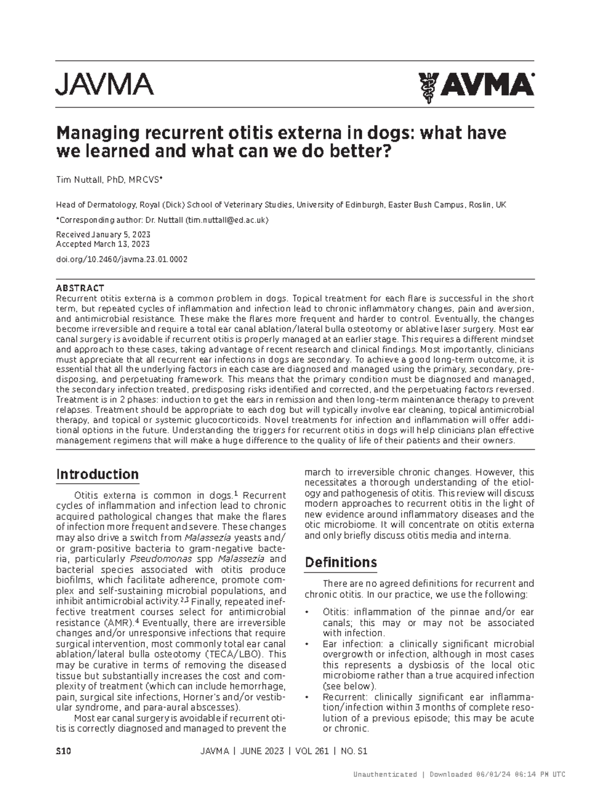 Javma-javma.23 - rtdry - S10 JAVMA | JUNE 2023 | VOL 261 | NO. S ...