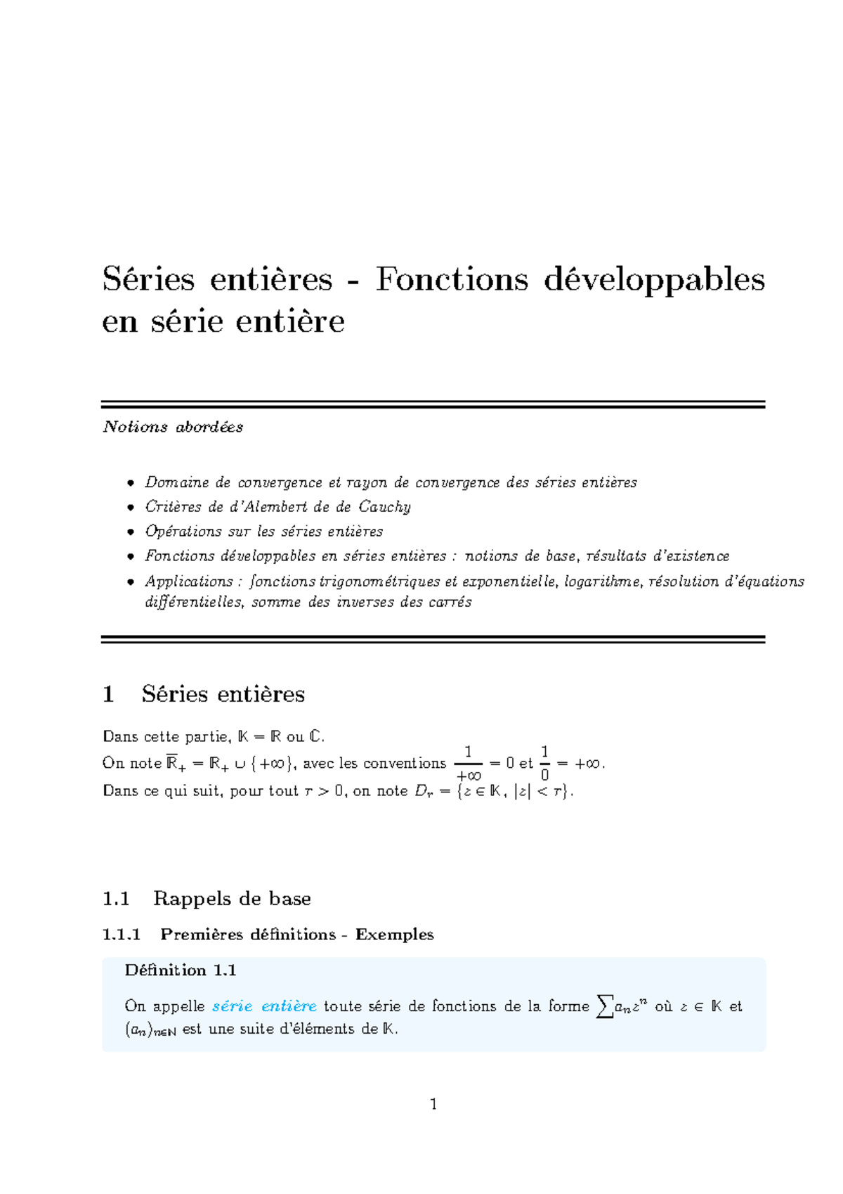 Series-Entieres - Series-Entieres.pdf - Séries entières - Fonctions développables en série ...
