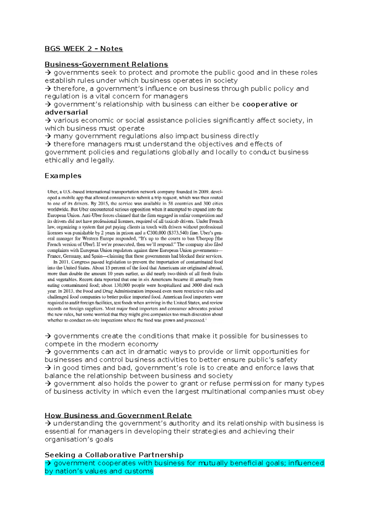 BGS 2 - Reading Notes - prof chan - BGS WEEK 2 – Notes Business ...