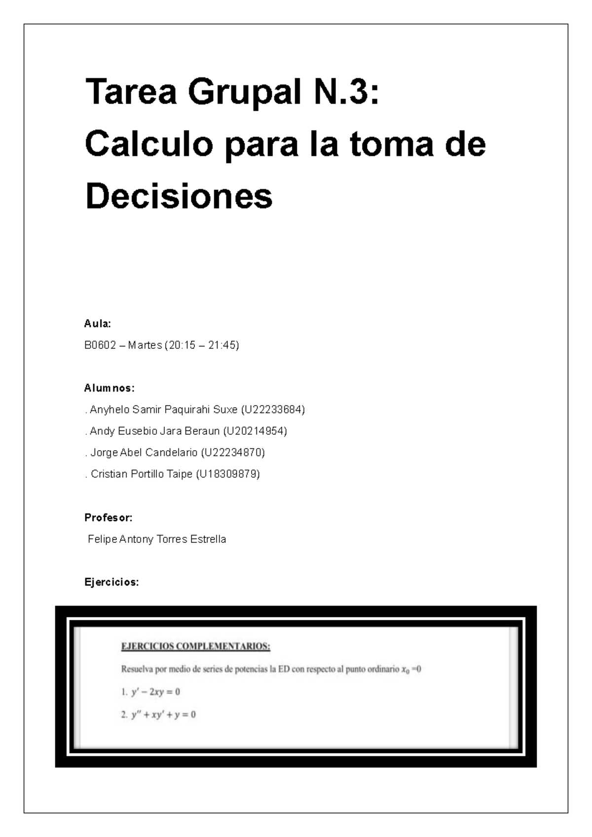 Tarea Grupal No 3 calculo para la toma de decisiones Ectduc - Tarea Grupal N: Calculo para la ...