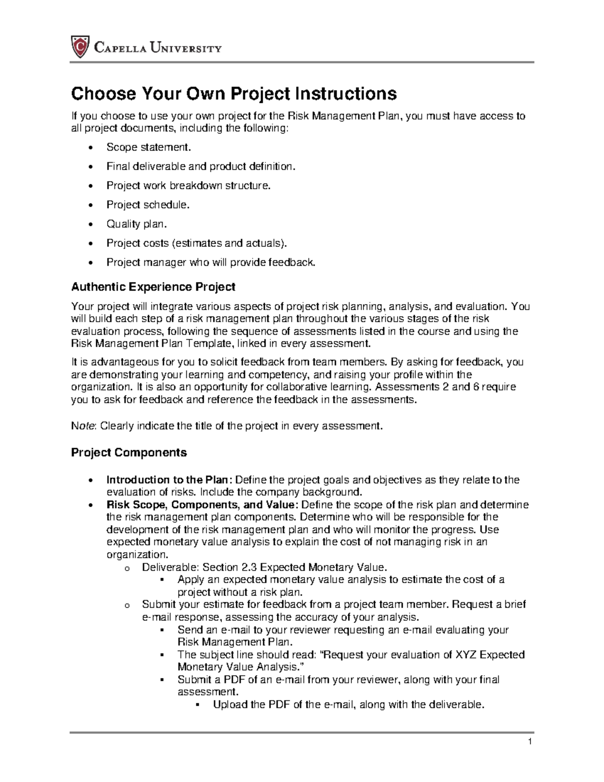 Cf choose your own project instructions - Choose Your Own Project Instructions If you choose to ...