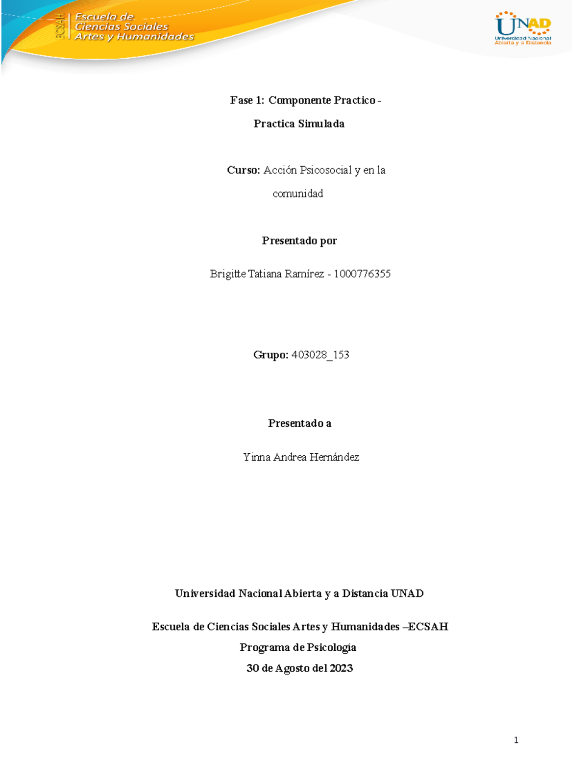 Fase N°1-Brigitte Ramirez – 153 - Fase 1: Componente Practico ...