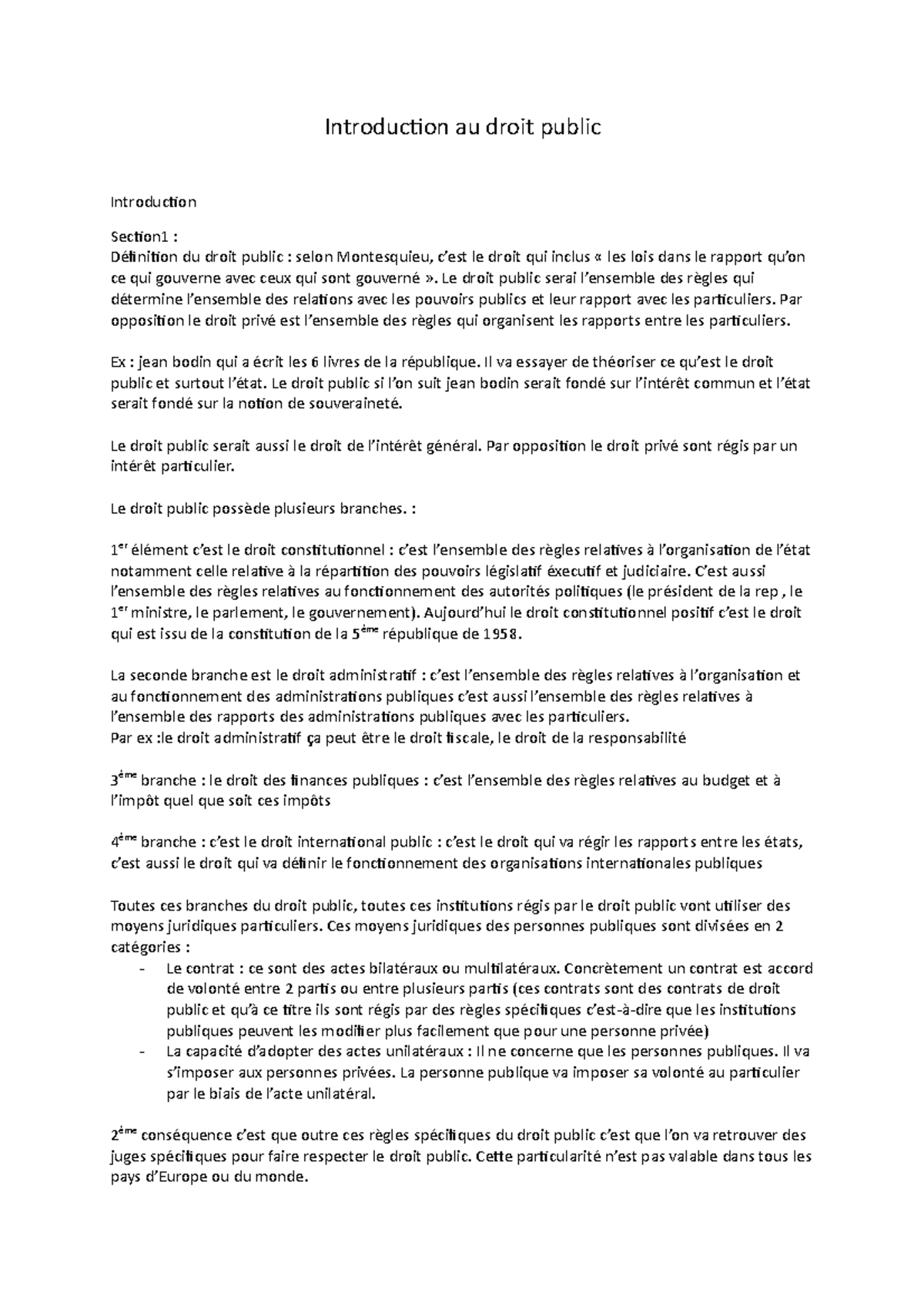 Introduction au droit public - Introduction au droit public Introduction Section1 : Définition ...