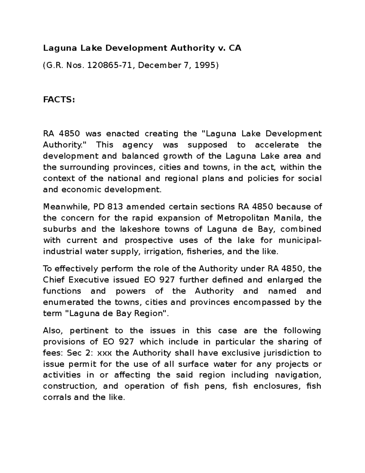 Laguna Lake Development Authority v CA - CA (G. Nos. 120865-71 ...