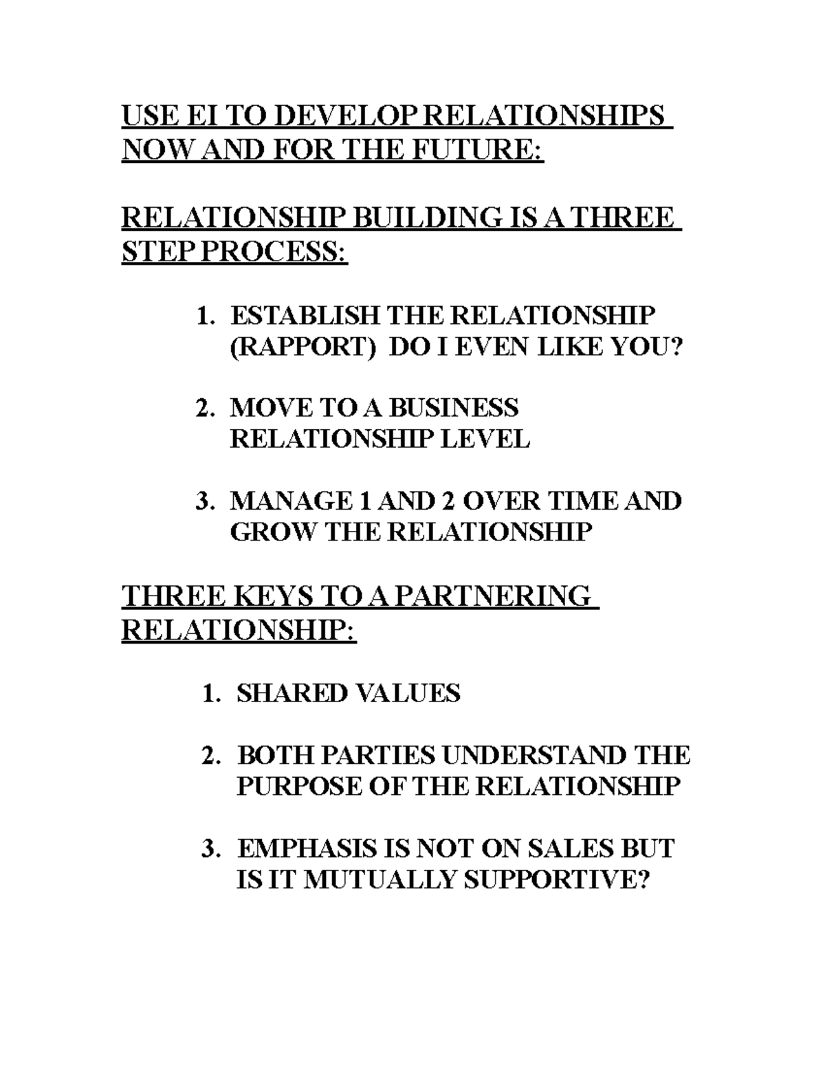 BUS 357 EI and relationships 22 - USE EI TO DEVELOP RELATIONSHIPS NOW ...