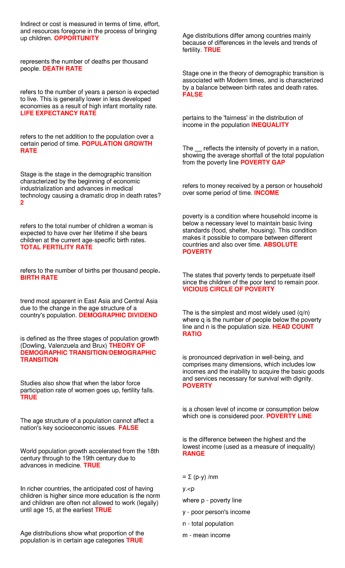 Chapter 9 11 ECON DEV - Practice - Indirect or cost is measured in terms of time, effort, and ...