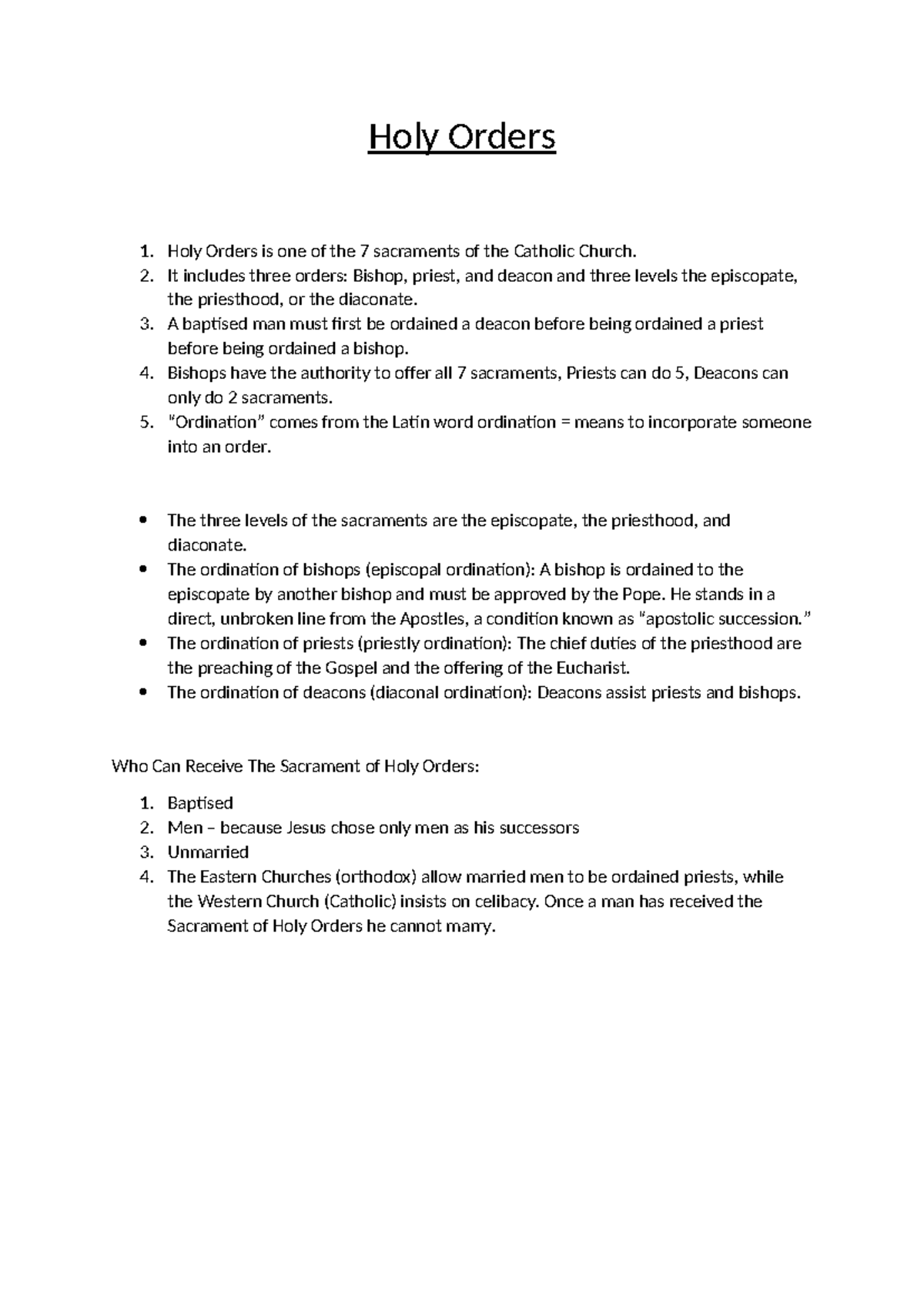 Holy Orders - Holy Orders is one of the 7 sacraments of the Catholic ...