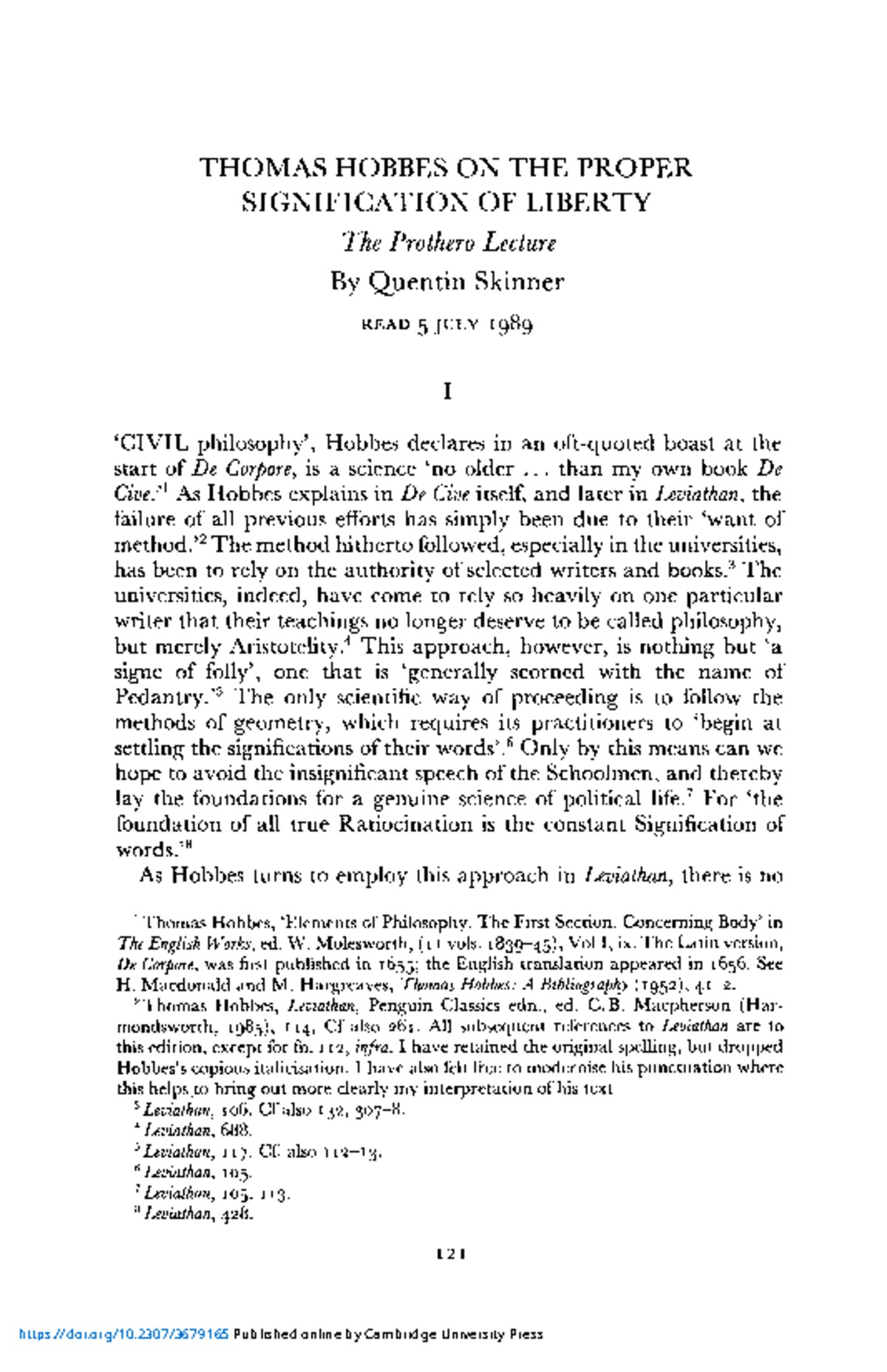 Thomas-hobbes-on-the-proper-signification-of-liberty-the-prothero-lecture - THOMAS HOBBES ON THE ...