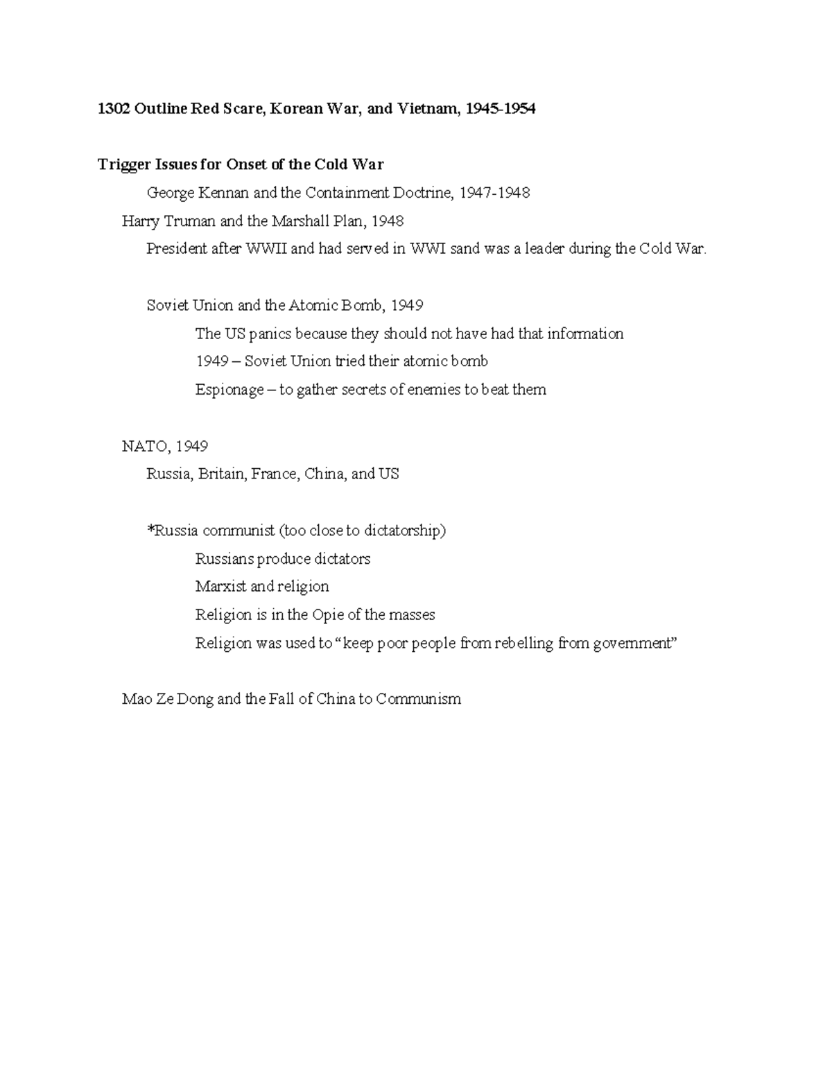 HIST 1302 31 - Red Scare, Korean War, and Vietnam, 1945-1954 - 1302 ...